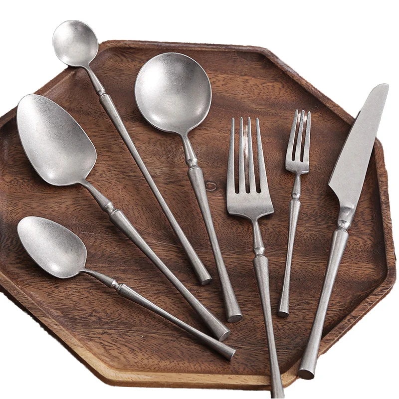 2025 Latest Design Gold Plated Matte Stainless Steel Flatware Set with ...