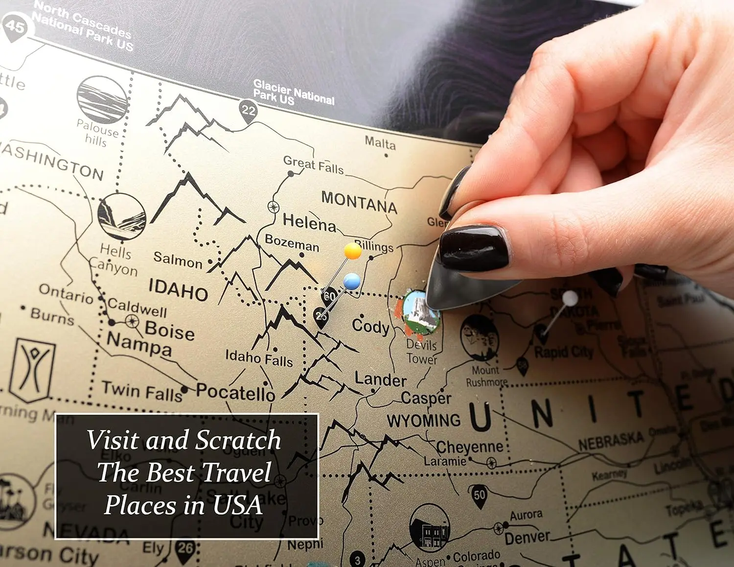Scratch off USA Map Travel Map Scratch Off Foil Layer Coating Poster ...
