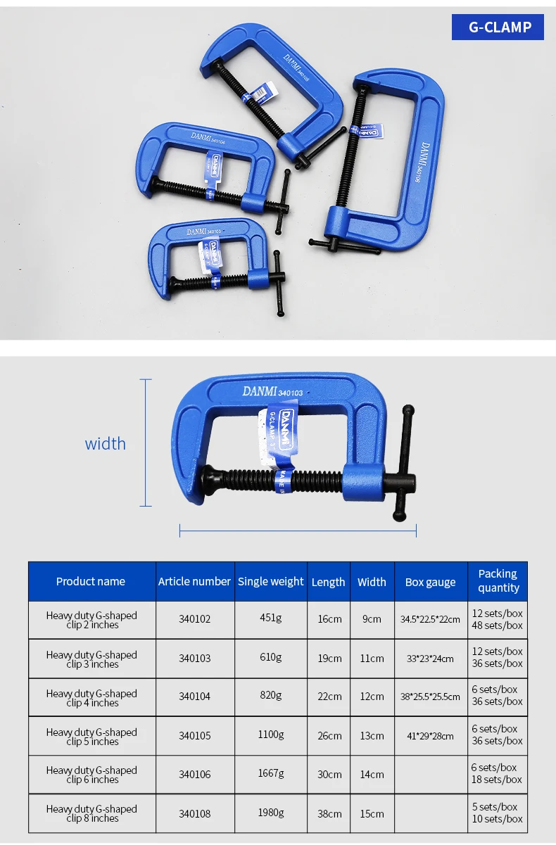 Heavy-duty malleable steel G-clamp Woodworking clamp 3'' inch Assembled ...