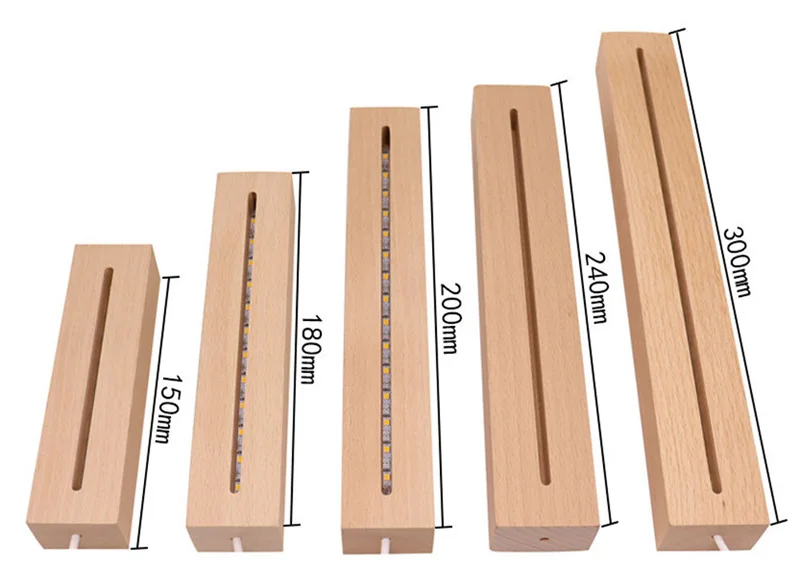 RGB Acrylic Display Rectangle Led Lights Display Base Wooden Lighted ...