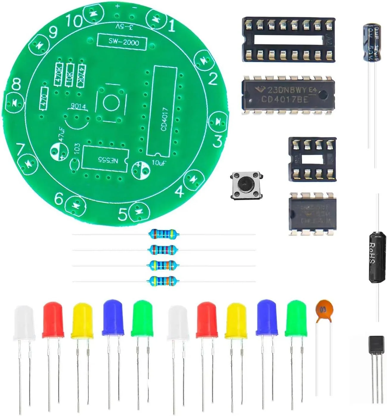 Beginner-Friendly DIY Electronic Modules Kits Lucky Wheel LED Light ...
