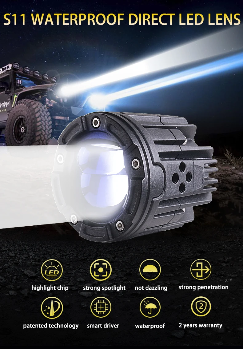 S11 Auto Bi LED Projector Retrofit Lens Headlight 6000K