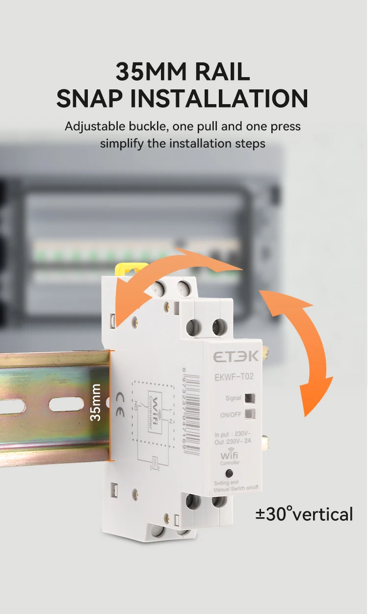 Smart Modular Contactor AC 220v by ETEK - Control via TUYA APP