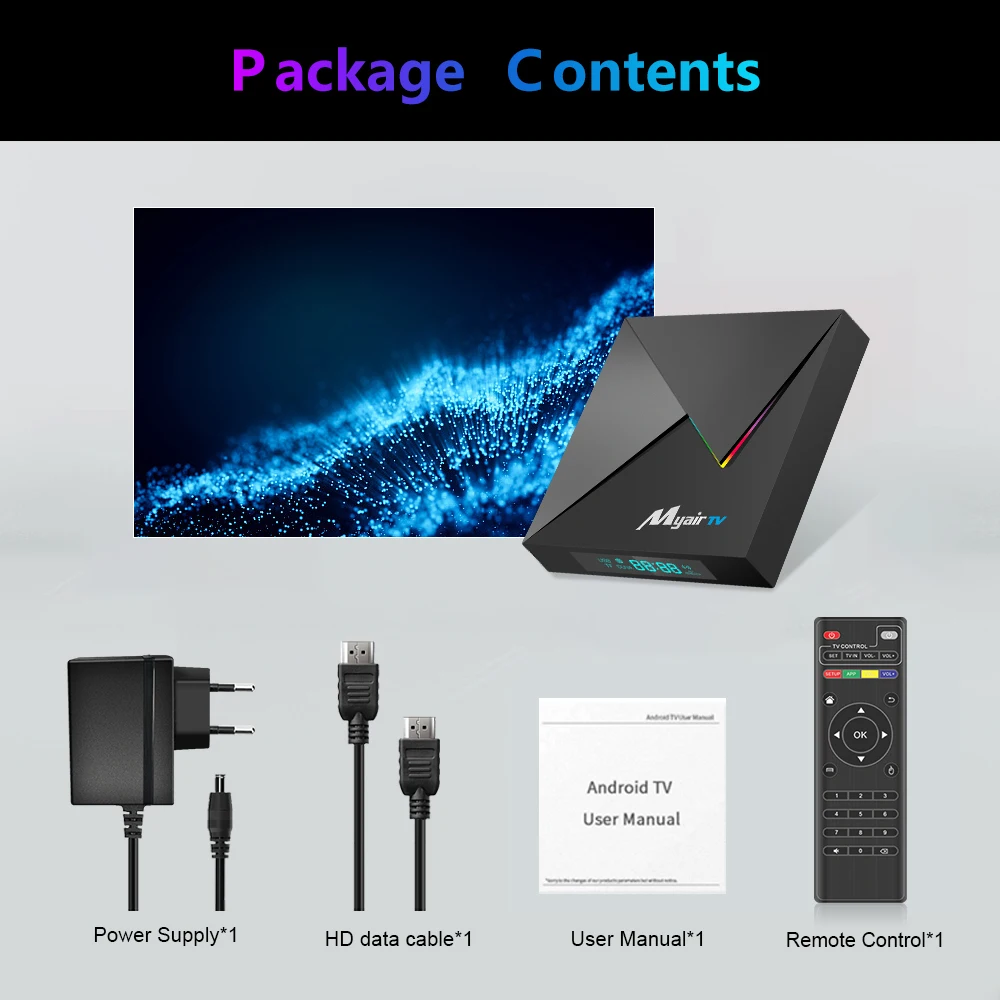 Último dispositivo Myairtv W5 Android 11,0 Tv Box 2,4g Wifi Smart Android Tv Box Soporte 4K ...