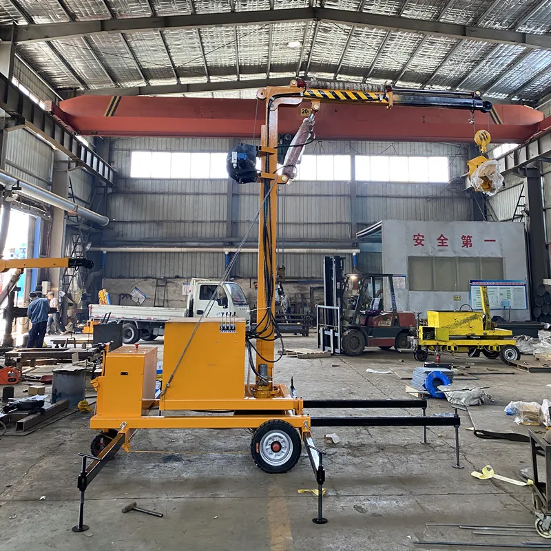 1000kg Portable Floor Hydraulic Small Crane For Warehouse Construction ...