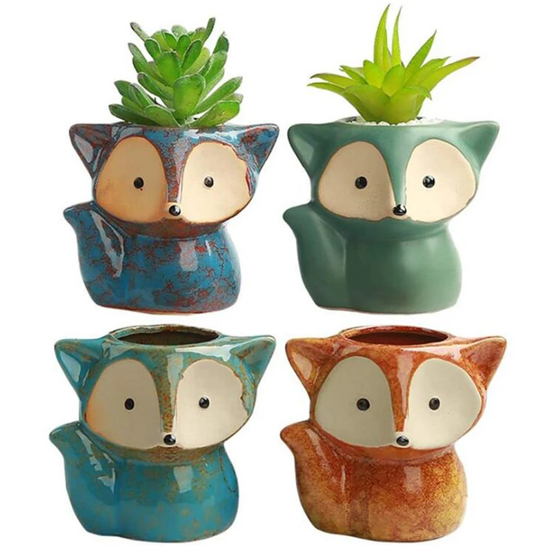 Lovely Fox Ceramic Plant Pots Set 4 - Buy Fox Ceramic Plant Pots,Mini ...