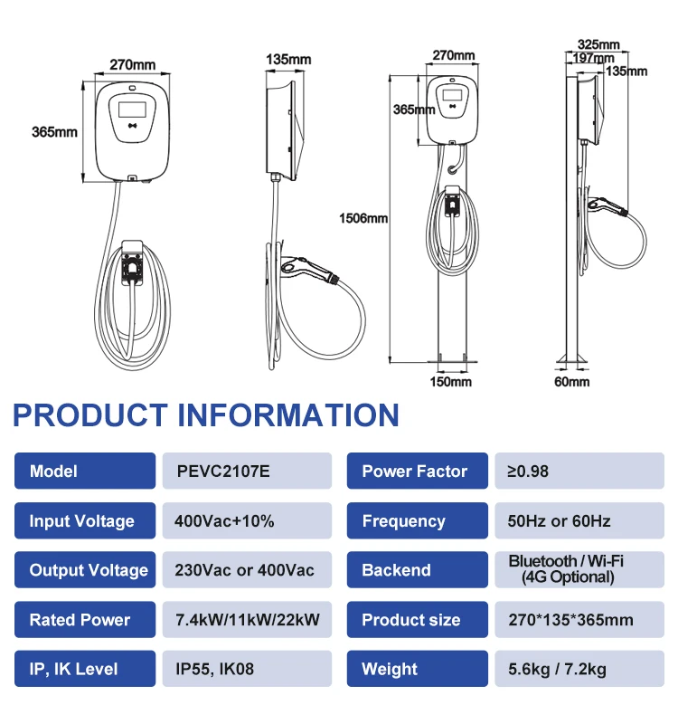 Electric Vehicle Charge Station EV Charger Type 2 Single Phase Fast ...