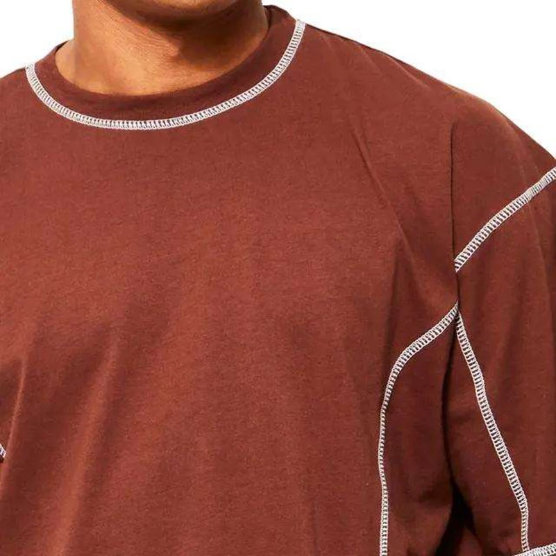 Custom Contrast Single Stitching T Shirt - Oversized Fit