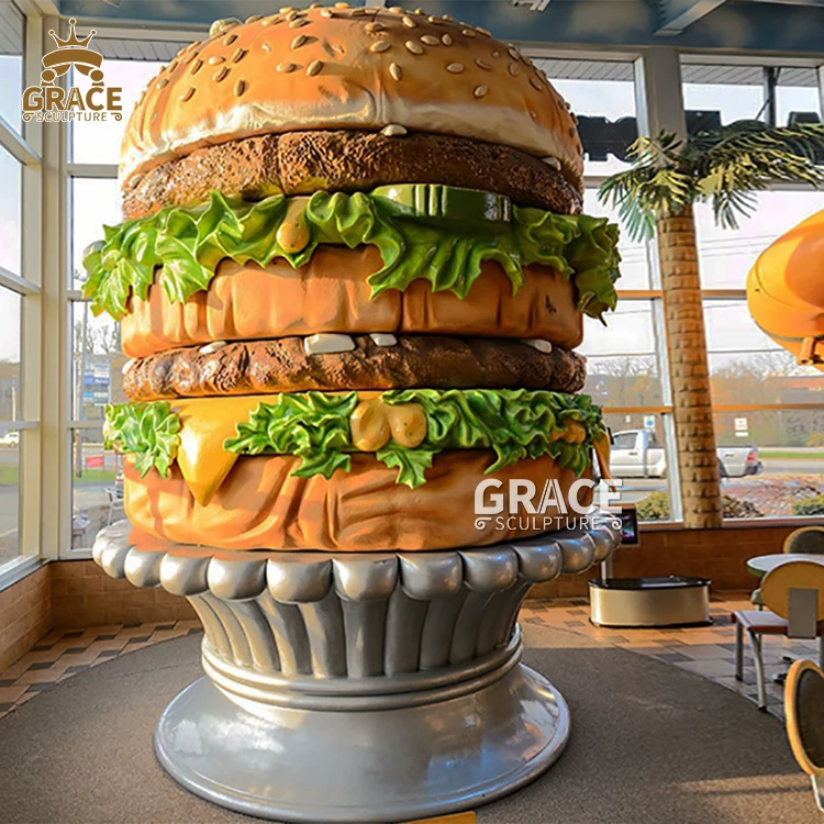 Large Restaurant Fiberglass Food Hamburger Sculpture Resin Burger ...