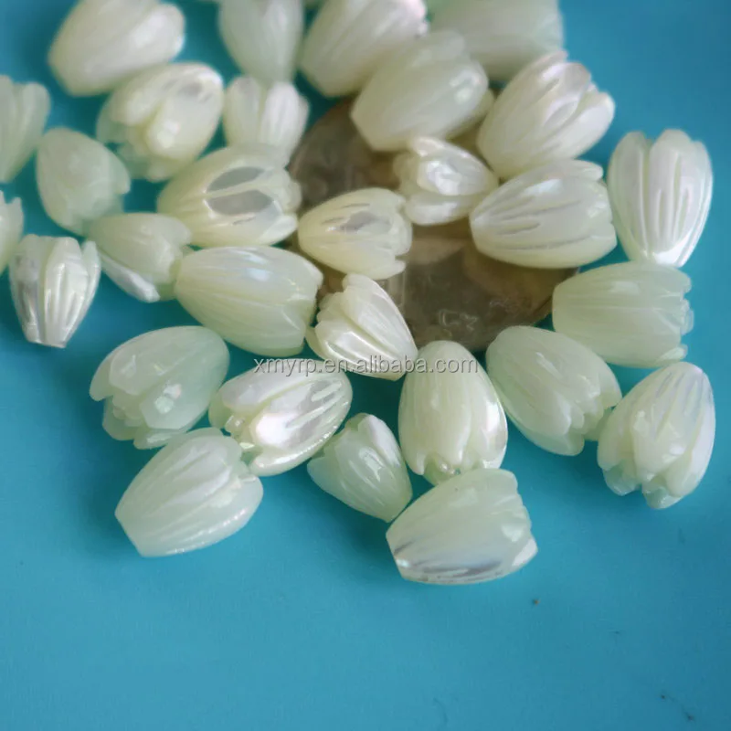 8mm 10mm Carved Hawaiian Shell Flower Charms Beads Natural Shell Mother ...