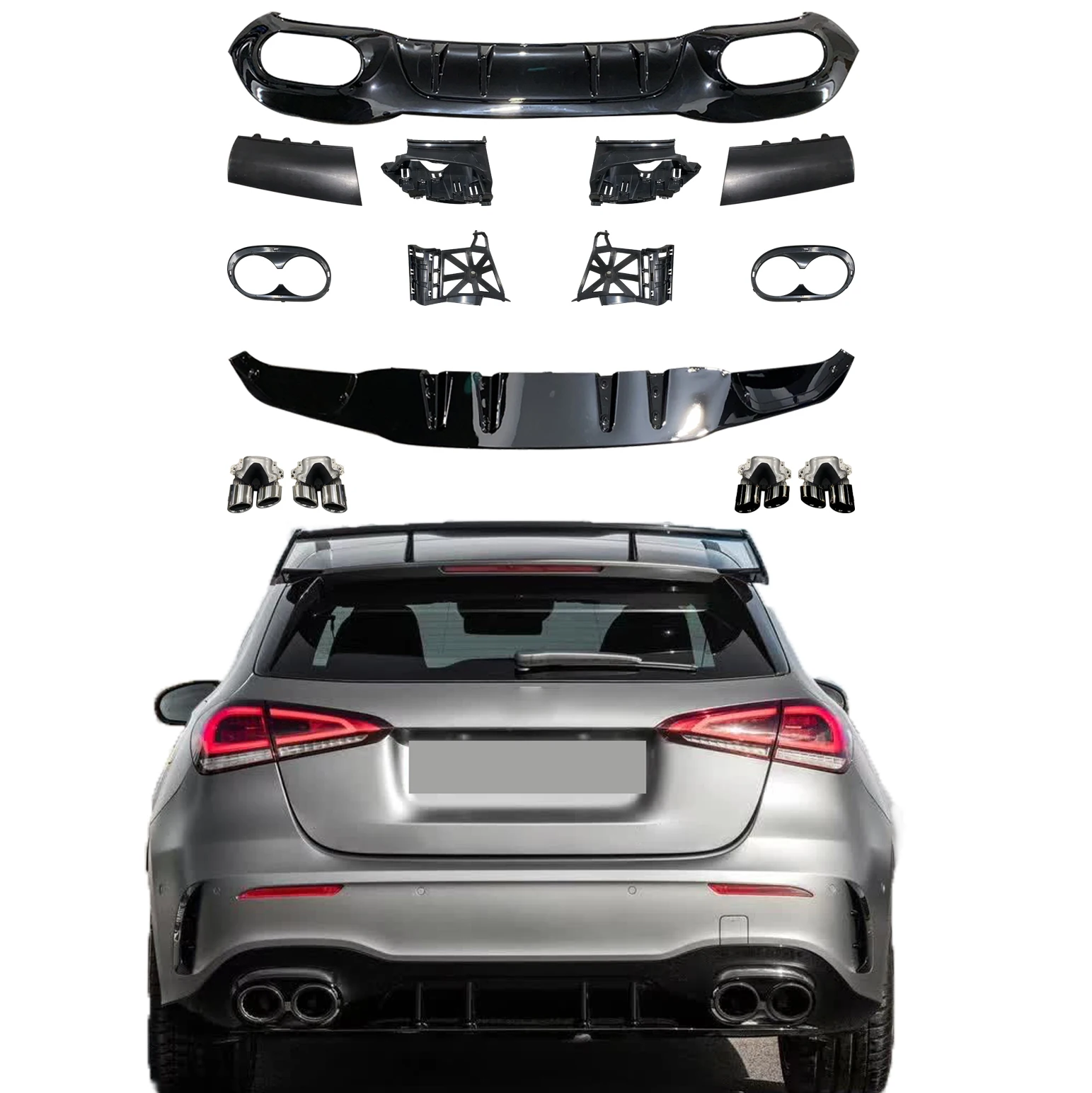 Body Kit Rear Diffuser And Tips For Benz A Class W177 A45 Rear Lip With ...