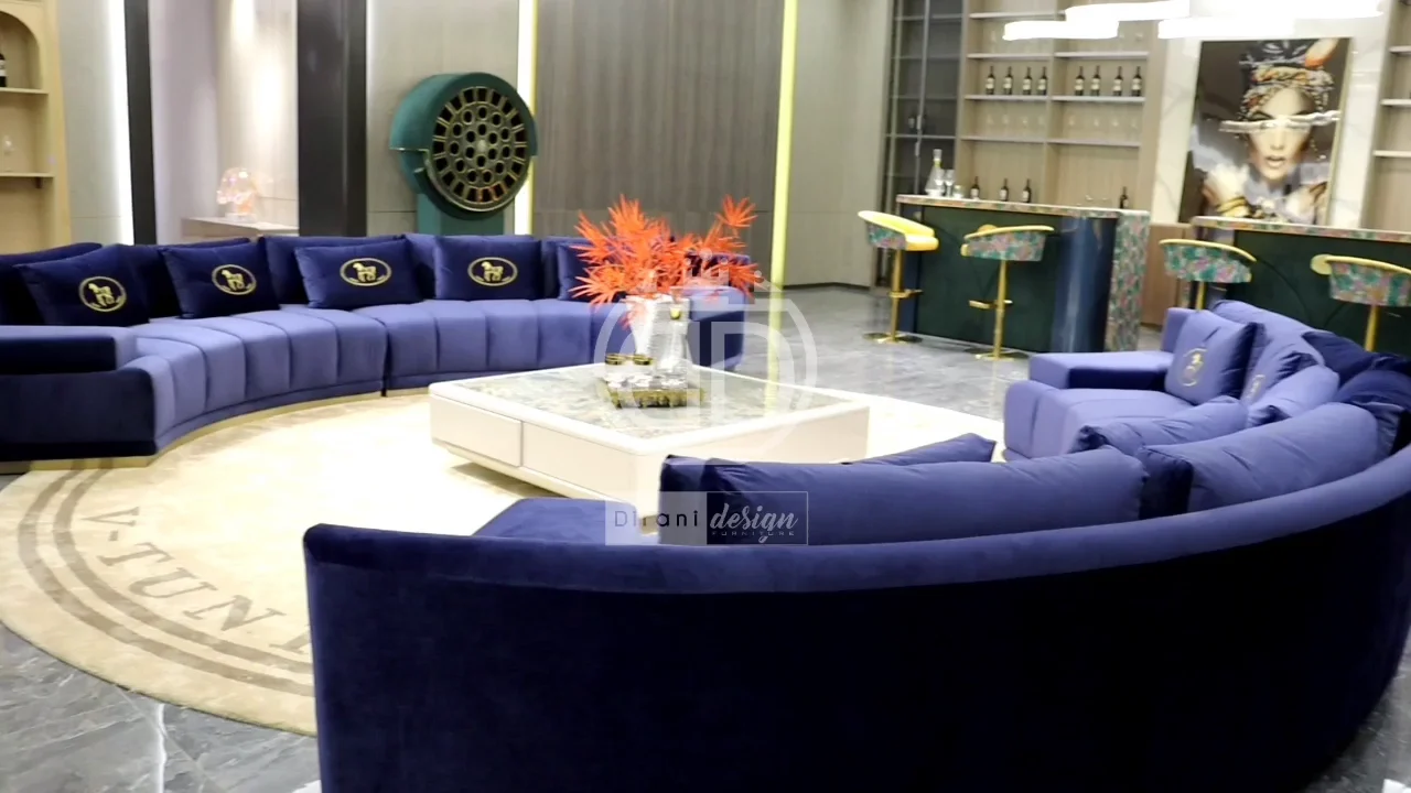 Modern Half Moon Circle Curved Sectional Fabric Sofa Furniture Set 7 ...