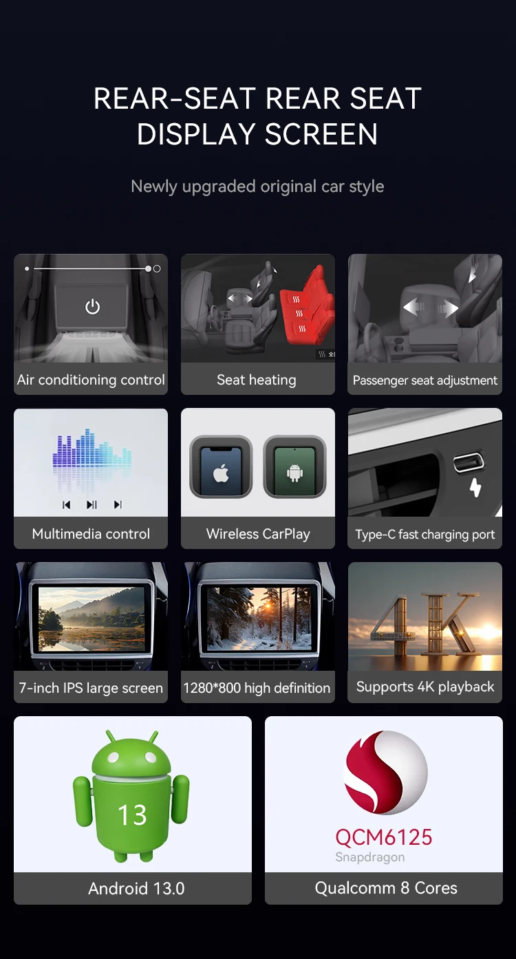 Tls Tesla Display Multimedia Player Rear Seat Entertainment System 7.0 ...