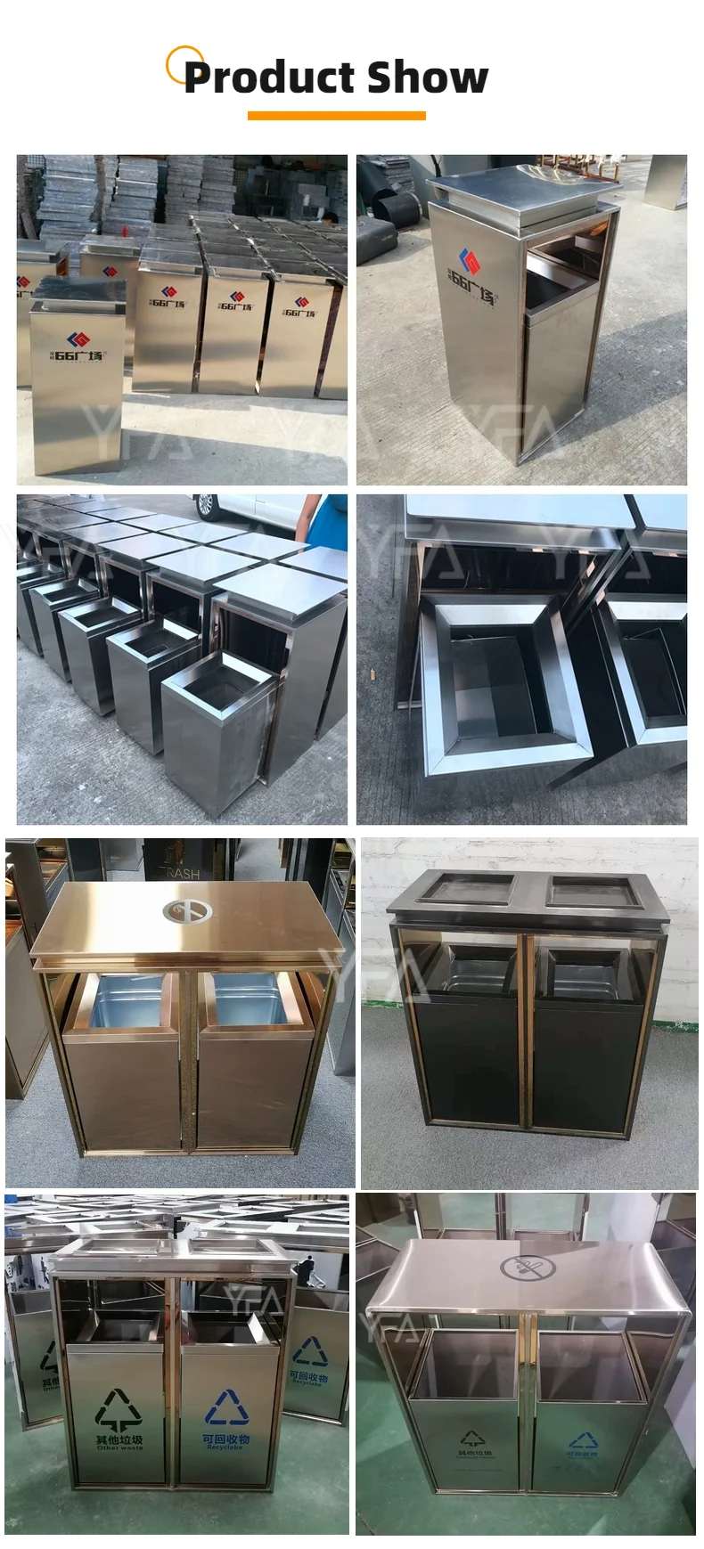 Modern Stainless Steel Commercial Outdoor Trash Can Indoor Recycling ...