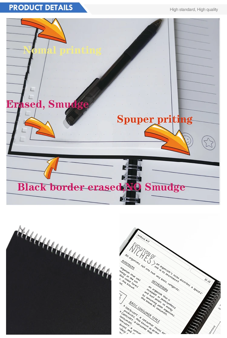 High Quality A5 Erasable Notebook Stone Paper Smart Notebook Reusable ...