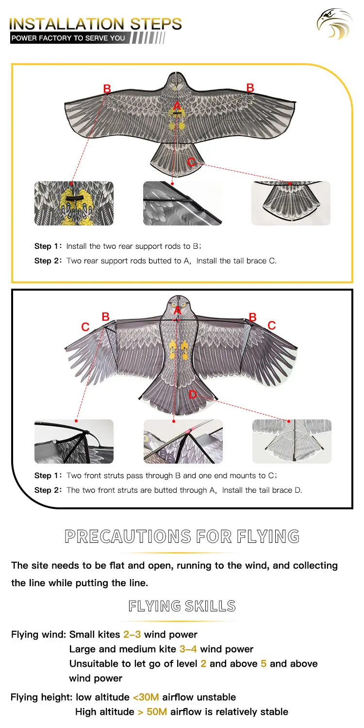 2m Customised Eagle Kite Easy Flying Kite Scary Bird Kite - Buy Eagle ...