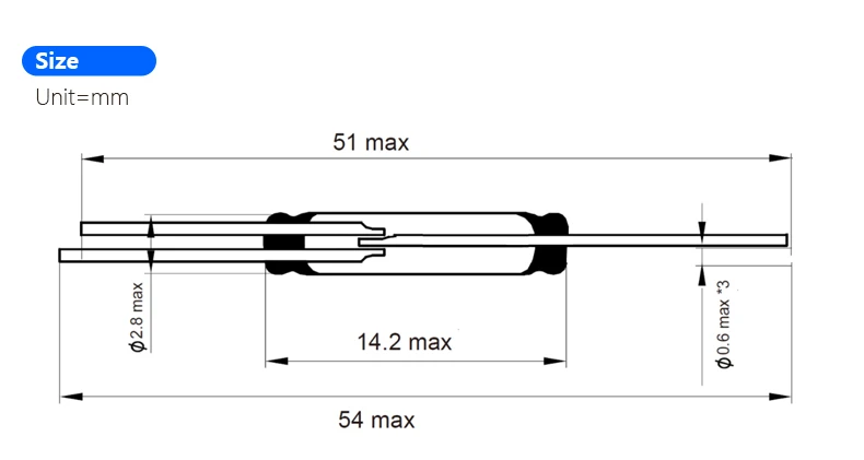 3 Pin Reed Switch 2.5*14 BL-CGHG-2.5X14-3 - Smart Magnetic Proximity Switch