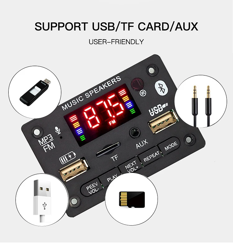 Bluetooth Mp3 Player Module With Stereo Sound Quality Dual Channel Usb ...