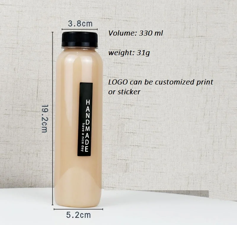 24 Oz Juice Drink Containers Plastic Boba Tea Milk Bottles With Caps ...