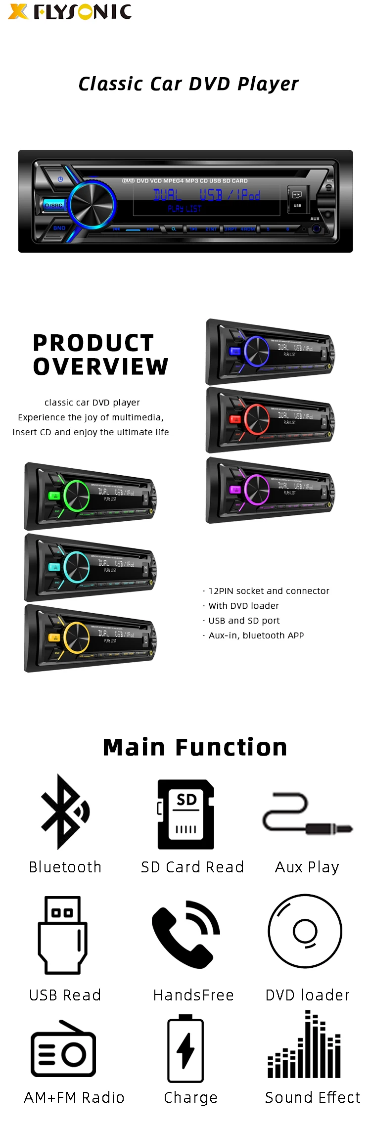 New 2020 Car Mp3 Player With Radio Car Dvd (fy8570d) Car Bluetooth 1 ...