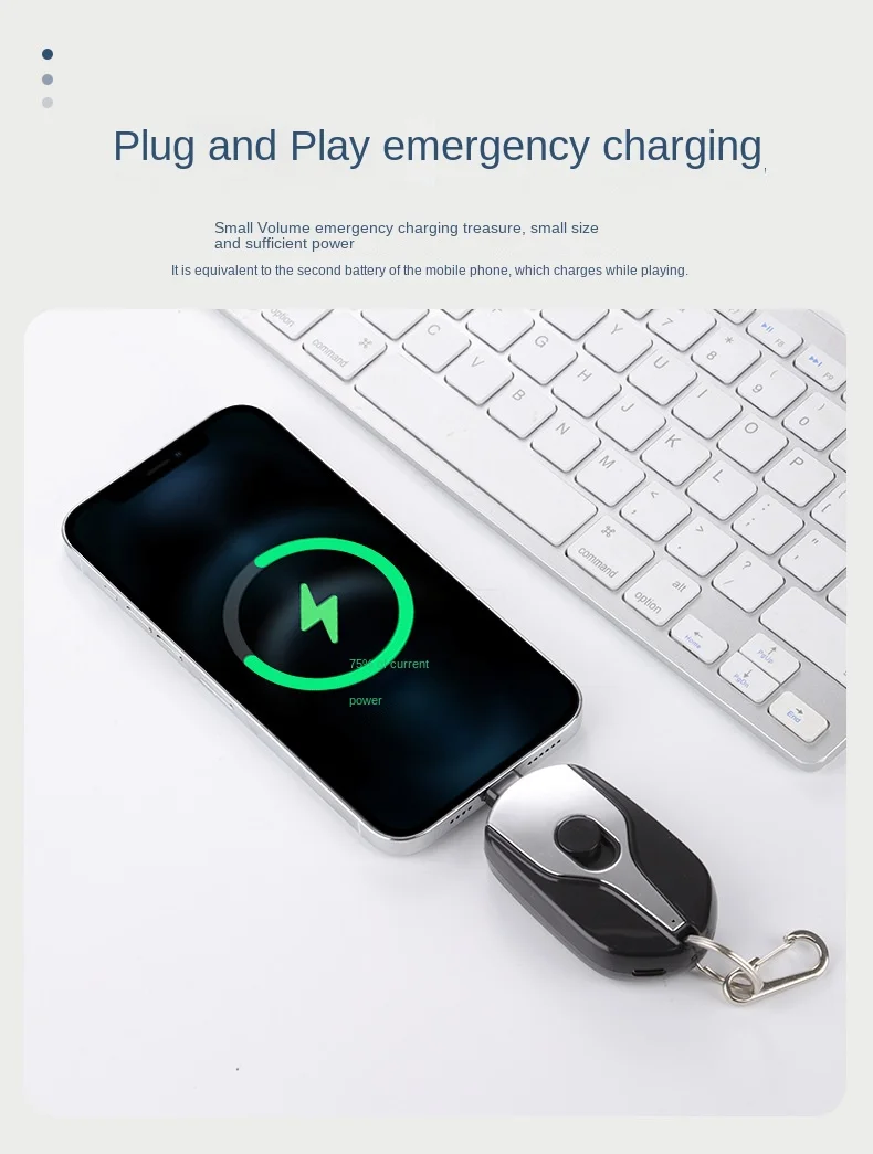 Mini Emergency 1200mah Backup Type-c Portable Keychain Power Bank For ...