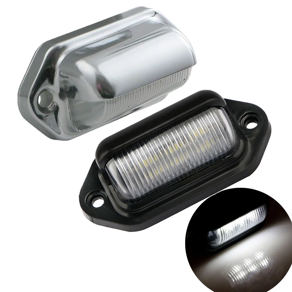 White LED Number license Plate Lights lamps License Tag Light chromed ...