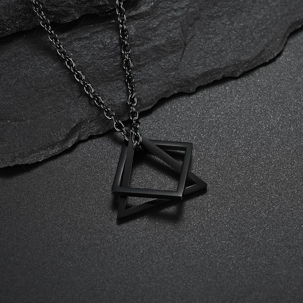 Geometry Interlocking Square Triangle Male Pendant for Men Stainless ...