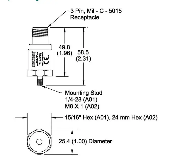 Bently Nevada 330400 & 330425 Accelerometers - 4-20ma Output