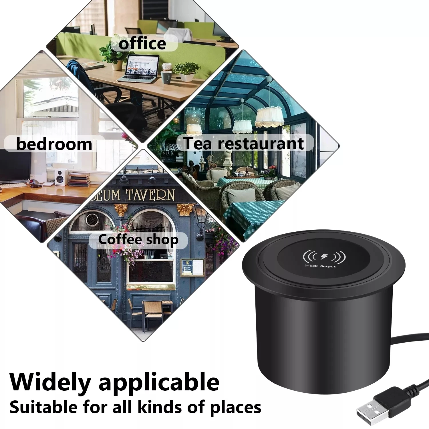 Under Furniture Desk Table Embedded Retractable Pop Up 2 Usb Port 3 In ...