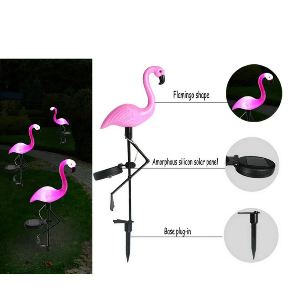 Best Selling Outdoor Lawn LED Lamp - Solar Powered Pink Flamingo Light