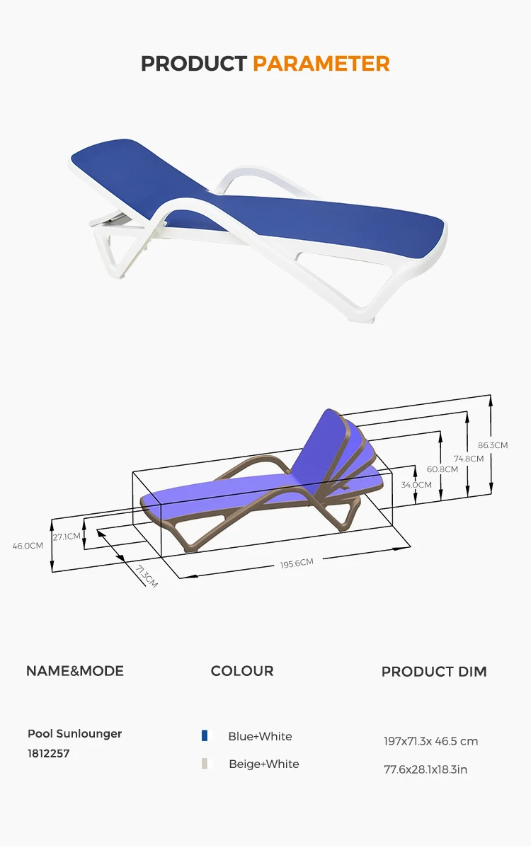 Polypropylene Plastic Sunbeds - Perfect for Beach & Pool