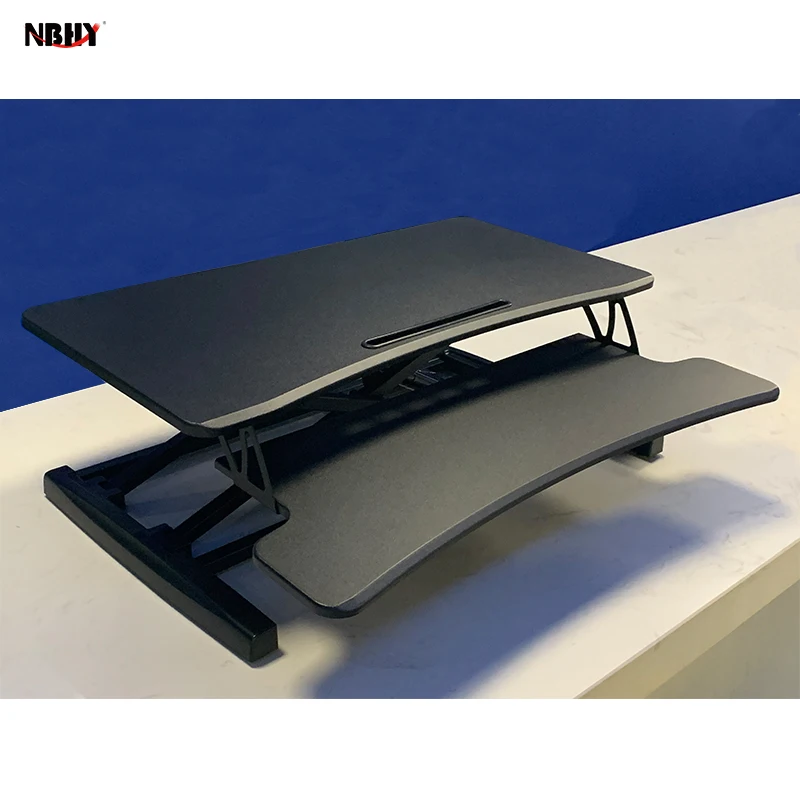 Height Adjustable MDF Tabletop Pneumatic Riser Office Home Sit-Stand ...