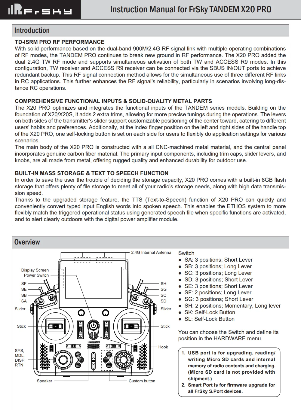 Frsky Ethos Tandem X20 Pro Combo - Low-Latency Control