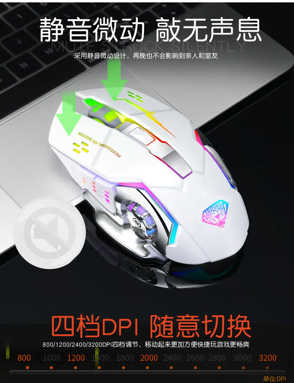 DIVIPARD Q3 Wireless Gaming Mouse - RGB Backlit & Programmable