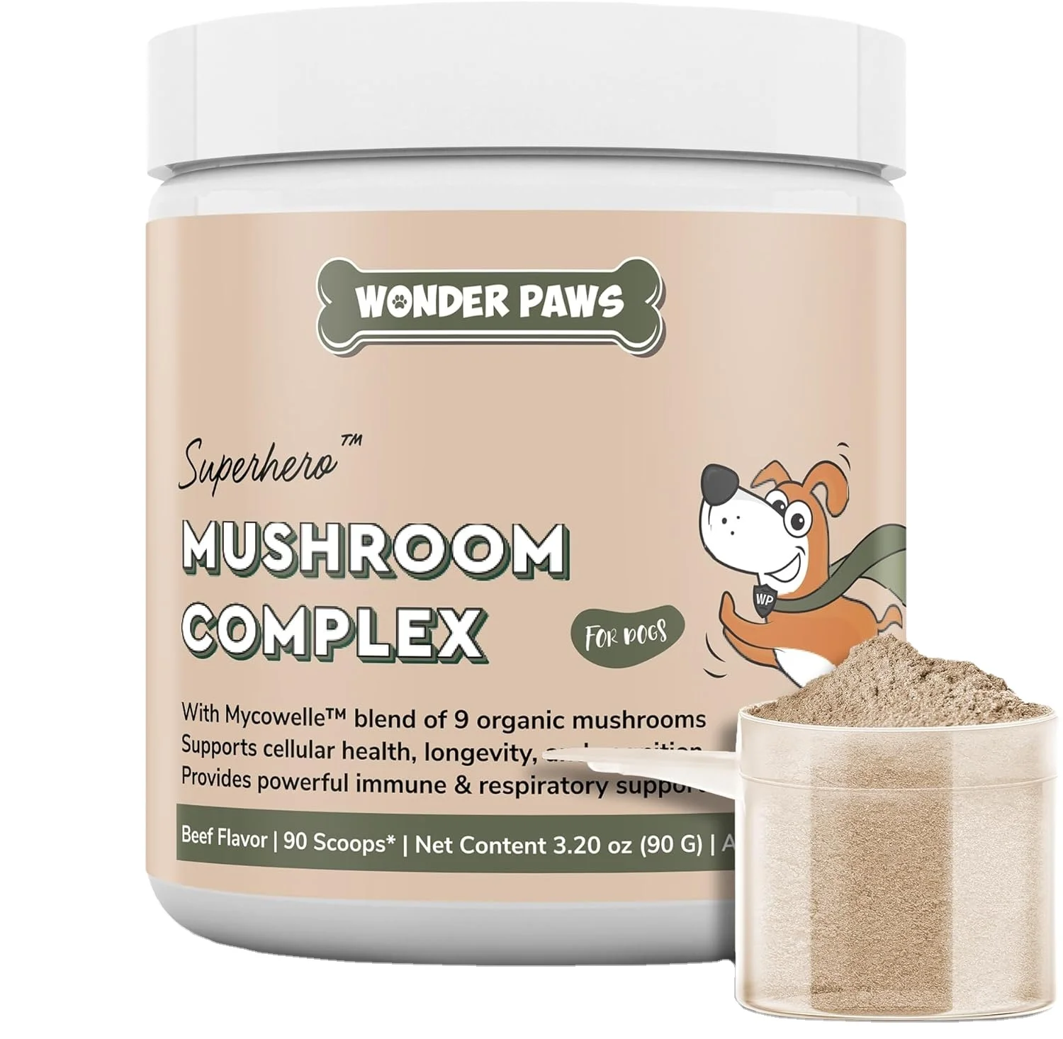 Wonder Paws Organic Mushroom Complex Powder for Pets Cellular Health ...