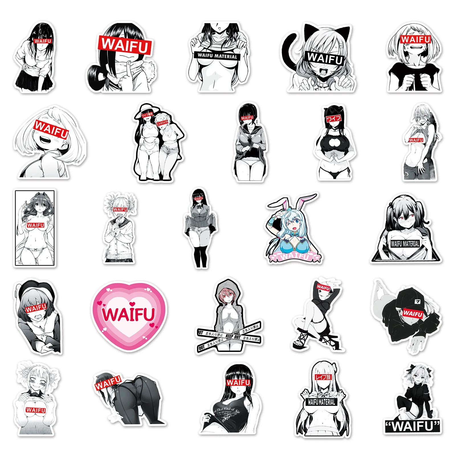 101pcs Waifu Anime Sexy Girl Stickers Diy Luggage Laptop Skateboard ...