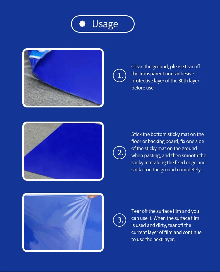 Multi-layer Clean-Film Adhesive Layers Blue LDPE Mat
