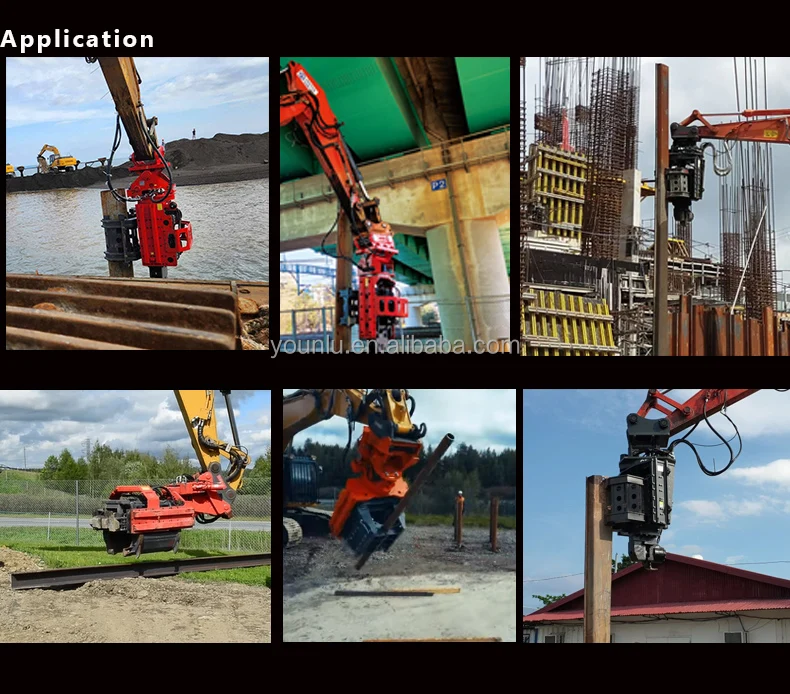 Hydraulic Sheet Pile Vibro Hammer With Extend Long Boom For Zx200 Zx210 ...