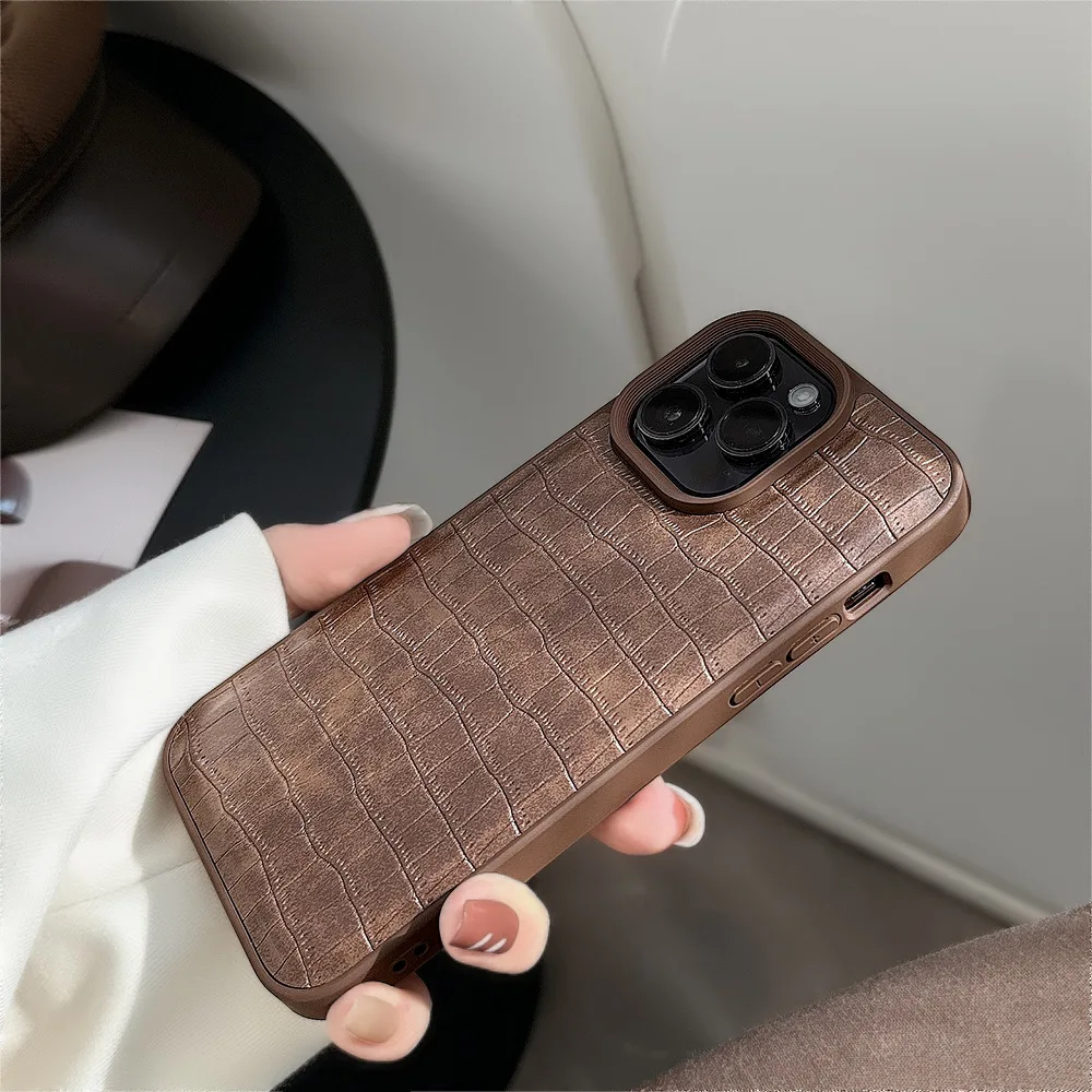Personalized Retro Brown Crocodile Skin Pattern Phone Case for iPhone ...