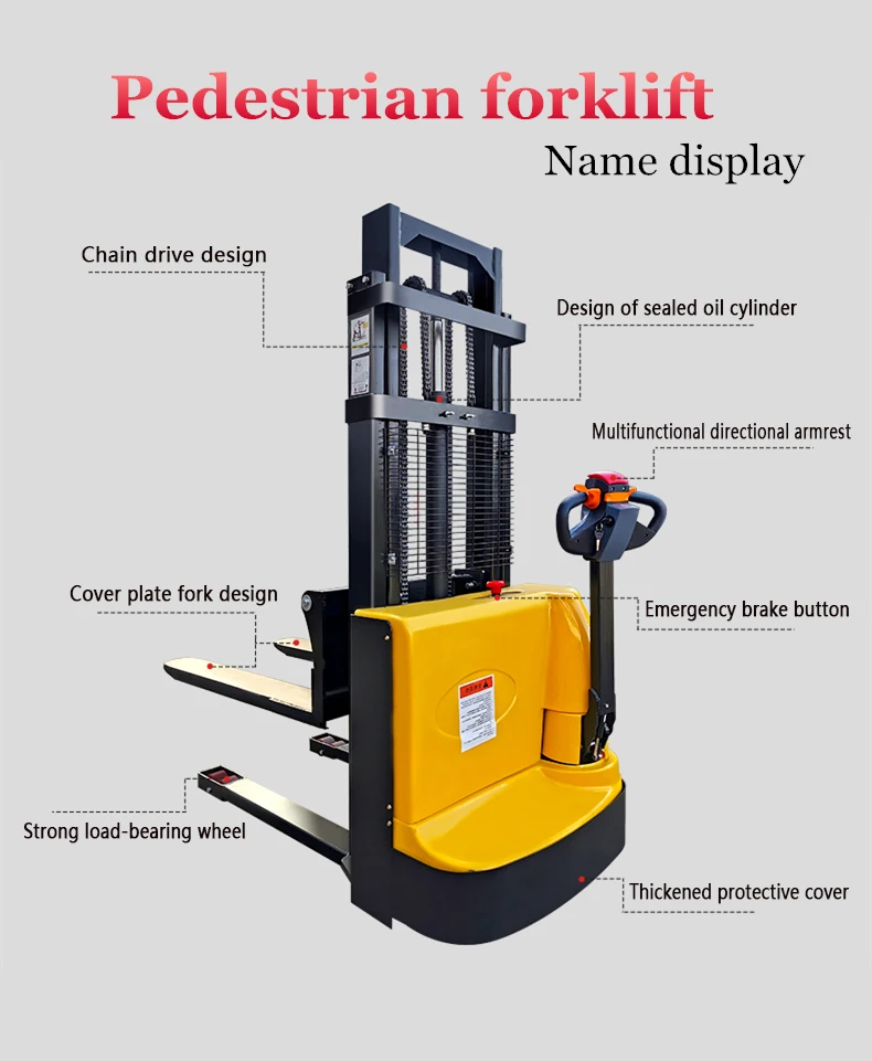 Heavy Duty 2 Ton Standing Forklift 3m Electric Stacker for Sale ...