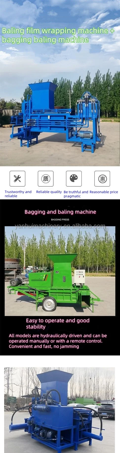 Fully Automatic Horizontal Hydraulic Silage Packing Press Machine Easy ...