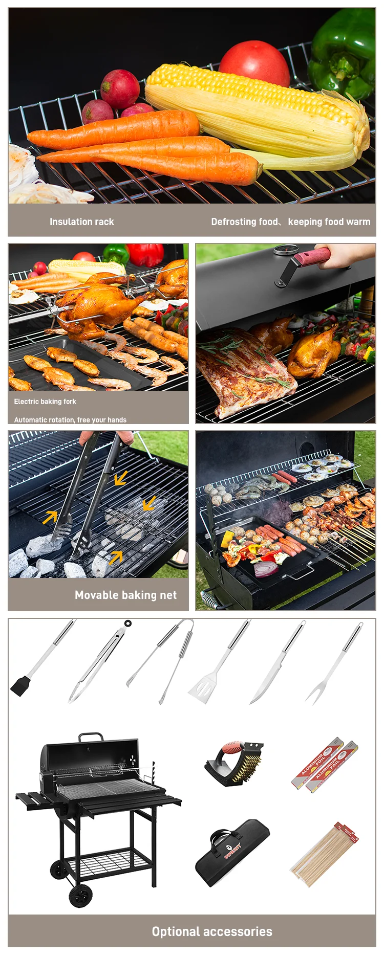 Outdoor Garden Gas and Charcoal Grill Combo - Smokeless BBQ