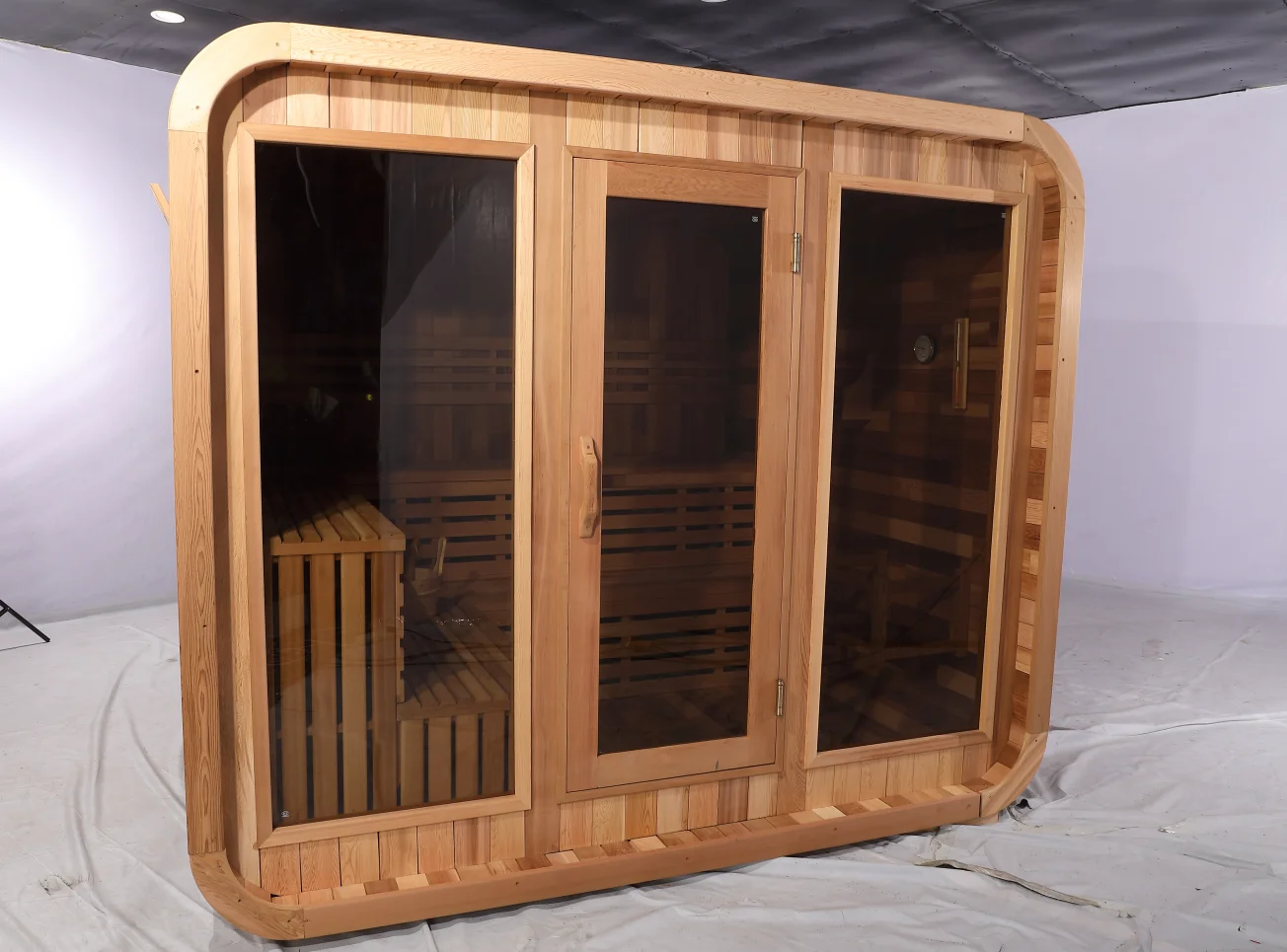 Large Solid Wood Cube Traditional Sauna Room 6 Person Outdoor Steam ...