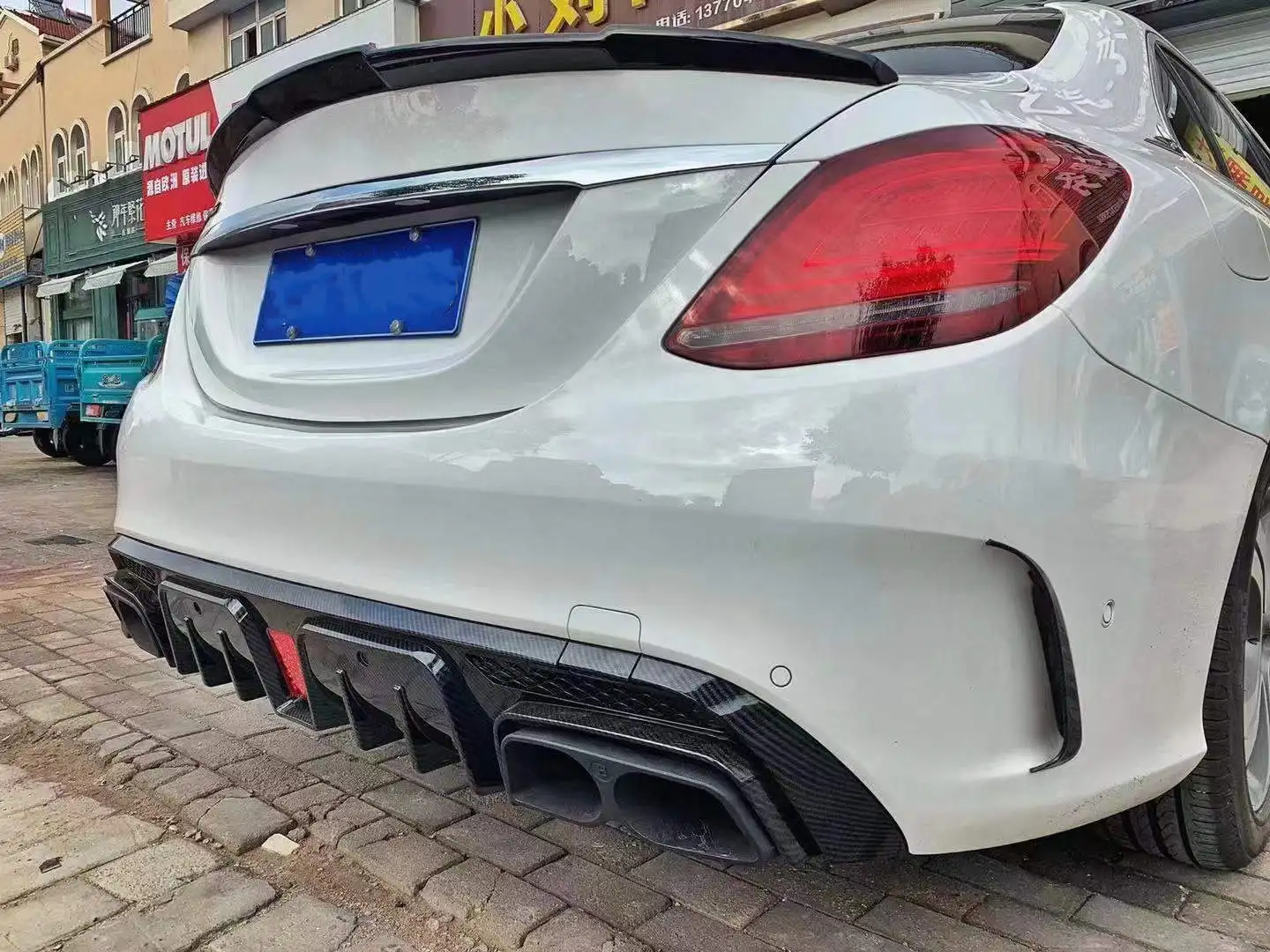 W205 Barbus Style Rear Diffuser Rear Bumper Splitter Diffuser Lip With ...