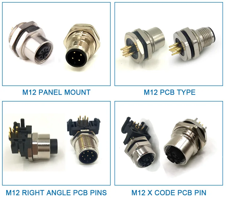 M5 M8 M12 M16 7/8 M23 Waterproof Solder Pcb Panel Mount Socket Male ...