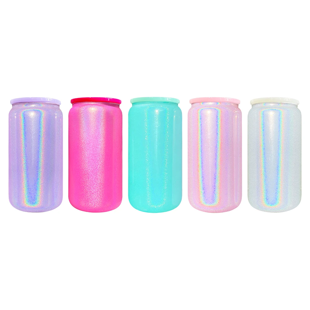 Shop Our USA Warehouse 16oz Holographic Shimmer Glitter Glass Can with ...