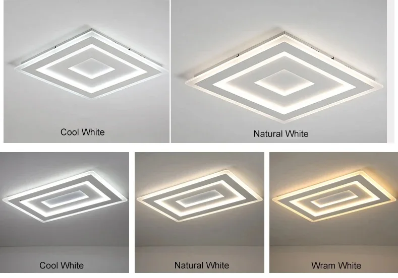 Modern Square Led Ceiling Lamp Ultra-thin Acrylic 3 Color Dimmable ...