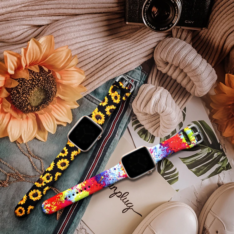 Factory Custom 3d Print Silicone Watch Strap Rubber Band For Apple ...