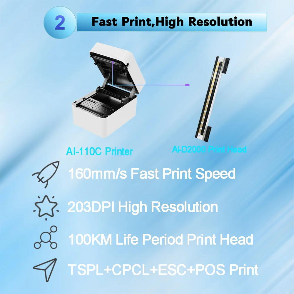 Ai-d2000 Print Head 4 Inch Shipping Label Printer Barcode Printer And ...
