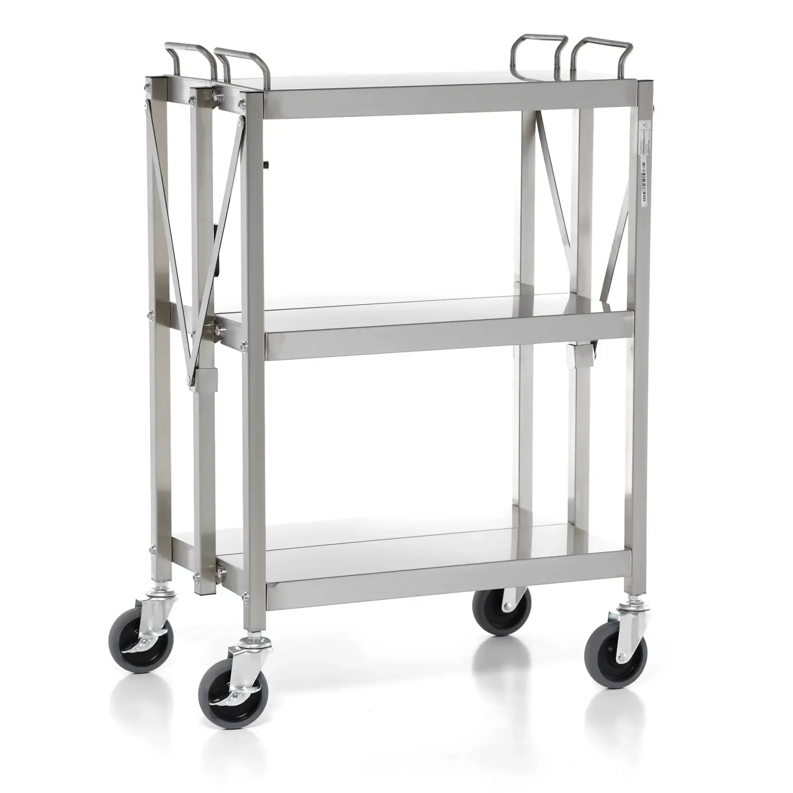New Design Service Cart 3 Tier Square Leg Stainless Steel Folding ...